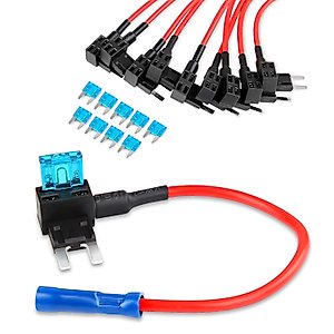 Nilight Fuse Holder Add-a-circuit Fuse TAP Adapter Mini ATM APM Blade Fuse Holder-10 Pack , 2 years Warranty