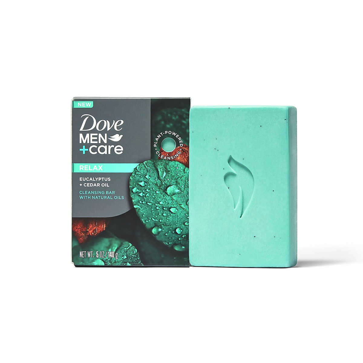 DOVE MEN + CARE Cleansing Bar Soap Eucalyptus + Cedar Oil 4 Count to Rebuild Skin in the Shower, a 4in1 Hair, Body, Face & Shaving Bar with Plant-Based Cleanser and Natural Oils 5 oz