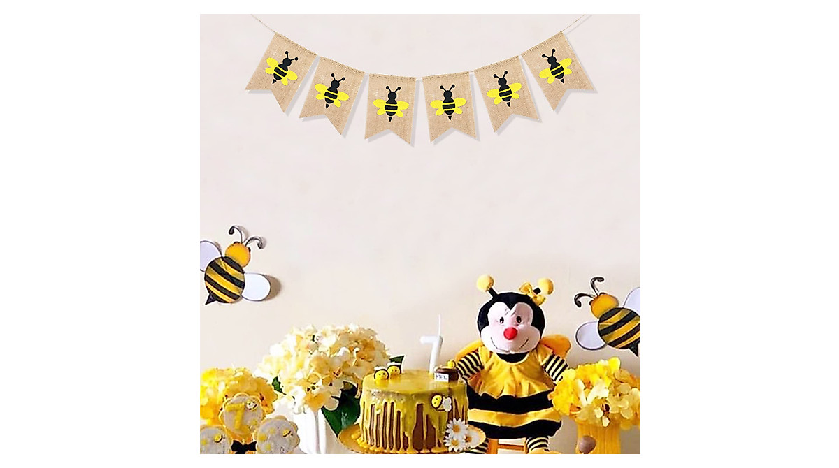 Uniwish Bumblebee Banner for Happy Bee Day Decorations