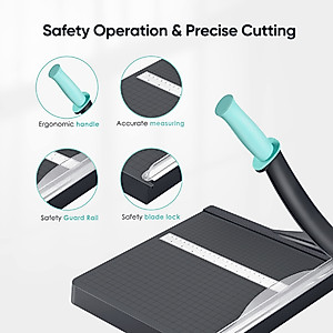 Paper Cutter, A4 Paper Trimmer with Safety Guard, 12" Cut Length Paper Cutting Board, Guillotine Trimmer with 16 Sheets Capacity, Paper Slicer for Scrapbooking Craft, Coupon, Label, Cardstock