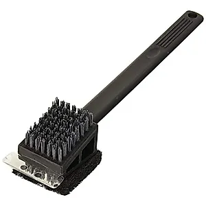 Charcoal Companion CC4151 Plastic 2-in-1 Safe Scrub Grill Brush/Long Handle, Black