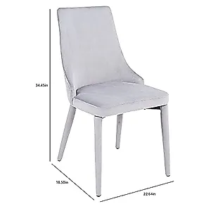 CangLong Modern Dining Room Side Chairs with Fabric Cushion Seat Back Mid Century Living Room Chairs with Brown Metal Legs Set of 2,Gray