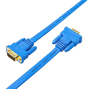 DTech Flat Thin Extra Long VGA Cable 25 ft Male to Male 15 Pin Connector Computer Monitor Cord 1080p HD High Resolution(8 Meter, Blue)