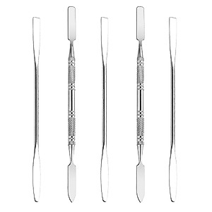 Wismee 5Pcs Makeup Spatula tool metal Set Professional Beauty Stainless Steel Cosmetics Mixer Long Metal Spatula Depotting Mixing Tool (#1+#2)