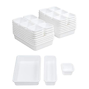 BYCY 32 PCS Drawer Organizers Office Interlocking Drawer Organizers Tray Dividers Storage Bins(32 Pack)