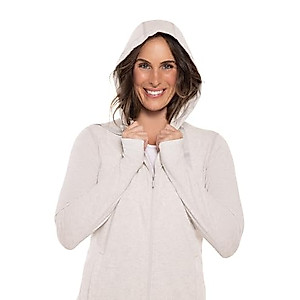 Coolibar UPF 50+ Women's LumaLeo Zip-Up Hoodie - Sun Protective (XX-Small- Light Grey Heather)