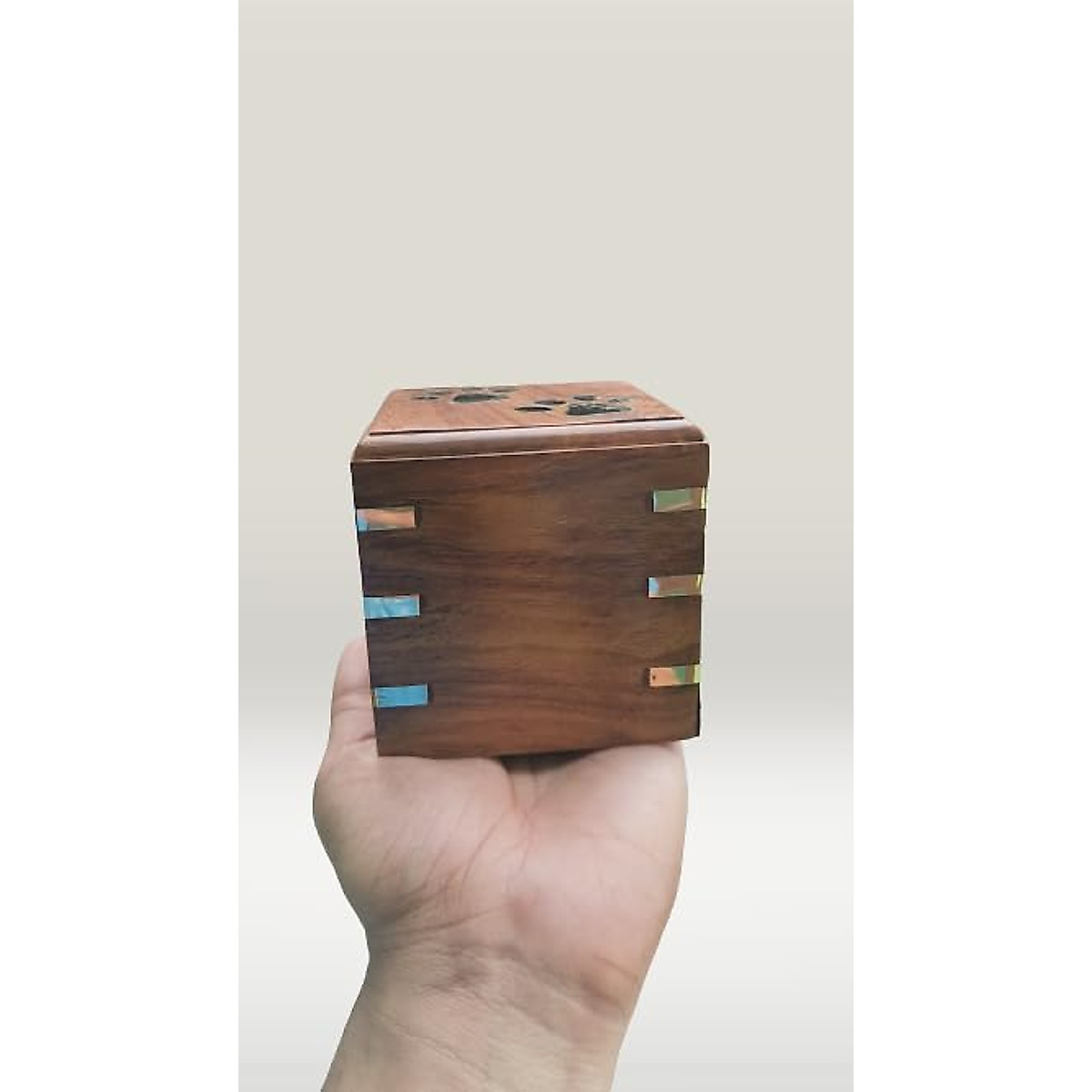 Pat Paw Cremation Urn Box For Ashes Wooden Rosewood Funeral Cremation Urns For Dog # Wooden Burial Urn Decorative Urn Box Loved Memorial Urn Box Funeral Cremation Urn Wooden Pet Urns Home Decors Adults Urn Box Design Urn (3 x 3 x 3 inches)