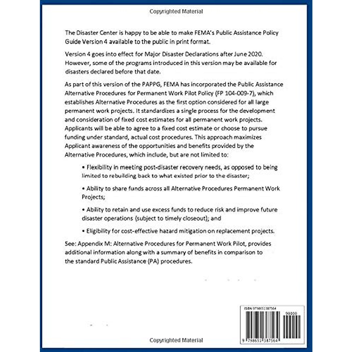 Public Assistance Program and Policy Guide Version 4: Effective June 2020 (PAPPG)