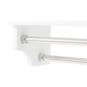 Dover 27" White Bathroom Shelf with 2 Chrome Towel Rods - Space Saving Storage for Bath Decor and Accessories - Moisture Resistant Wood Construction - 27" W x 8" D x 6" H