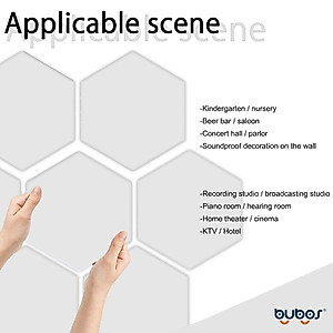 BUBOS 12 Pack Hexagon Acoustic Panels Soundproof Wall Panels,14 X 13 X 0.4Inches Sound Absorbing Panels Acoustical Wall Panels, Acoustic Treatment for Recording Studio, Office, Home,White