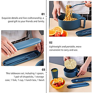 DOITOOL 1 Set 7pcs Traditional Japanese Style Noodle Ramen Rice Miso Soup Bowls with Matching Lids Spoons Fork Cup and Chopsticks