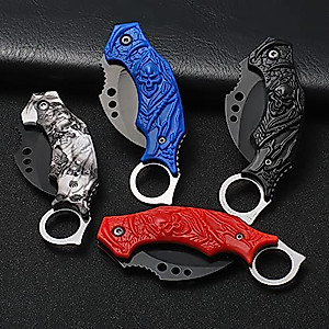 NA Pocket Knife for Men,Folding Knife Blade with Titanium Plated, Fishing Hiking Survival Knife,Outdoor Camping Knives for Men (Black Death)