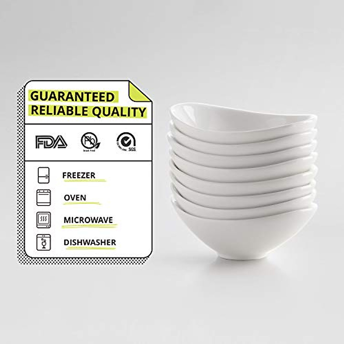 LIFVER Ceramic Dip Bowls Set, 3 Oz White Dipping Bowls Soy Sauce Bowls/Dishes, Charcuterie Board Bowls Gravy Boat Small Bowls for Tomato Sauce, Soy, BBQ and other Festival Party Supplies - Set of 8