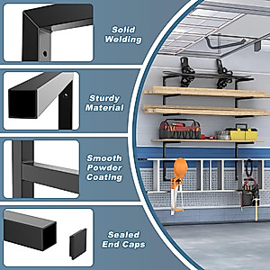 Ultrawall Lumber Storage Rack Wall Mount Wood Storage Racks, Metal Wood Organizer Racks for Shed, Workshop, Garage, Holds Up 220 LBS Per Level (Pack of 4, Black)