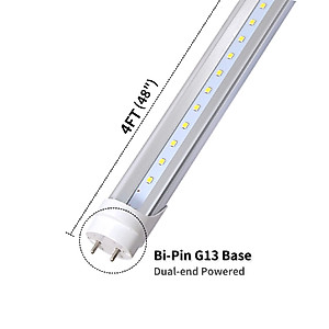 4FT LED Tube Light, T8 T10 T12 LED Bulb, 32W(60W Equivalent) 4160LM, 5000K Daylight, Clear Cover, Medium Bi-Pin G13 Base,4 Foot Fluorescent Tube Replacement (12 Pack)