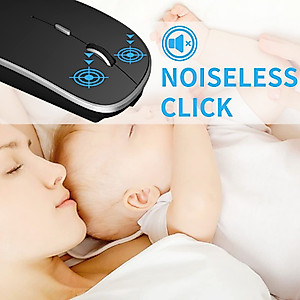 ABL-MOUSE Wireless Mouse, 2.4Ghz Silent Computer Office Portable Slim Optical Mouse with USB Receiver Adjustable DPI for Laptop, Computer, MacBook, Notebook, PC (Black)