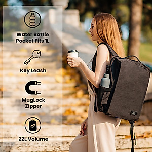 Nordace Siena II Smart Travel Backpack with USB Charging Port, Water Resistant - Everyday 15.6 Inch Laptop Backpack for Travel, Work & School (Black)