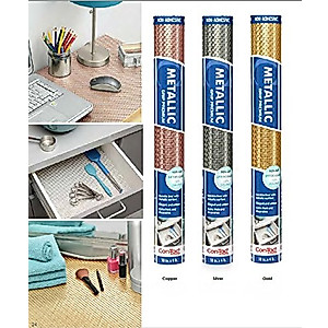 Con-Tact Brand Metallic Grip Premium Nοn-Adhesive Non-Slip Counter Top, Drawer and Shelf Liner, 18" x 4', Copper