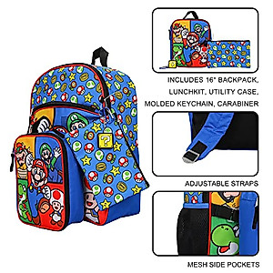 Bioworld Super Mario Bros Characters & Power-Ups 16" Youth 5-Piece Backpack Set