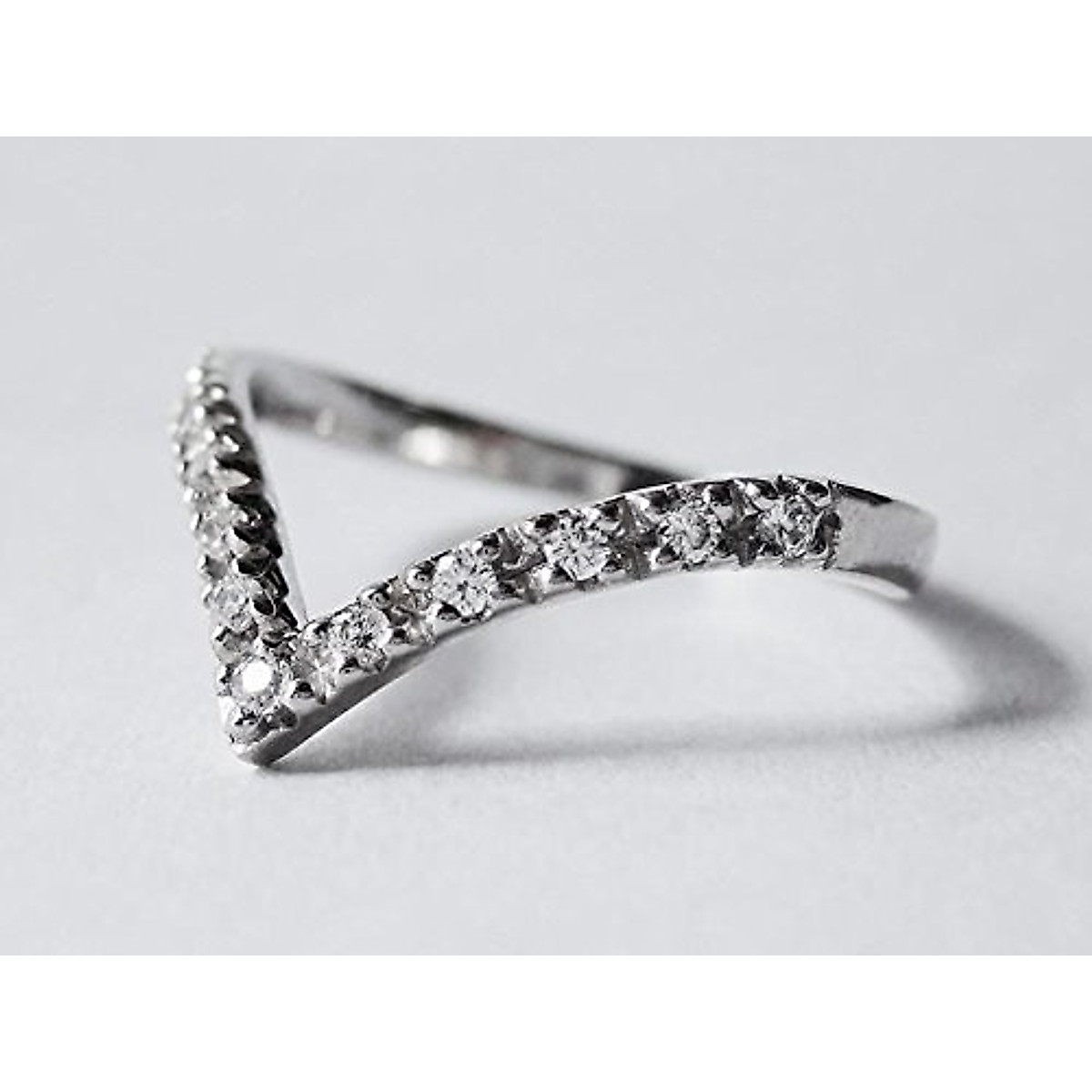 SOVATS Chevron Thumb Ring for Women Set with White Cubic Zirconia 925 Sterling Silver Rhodium Plated - Simple, Stylish &Trendy Nickel Free Ring, Size 8