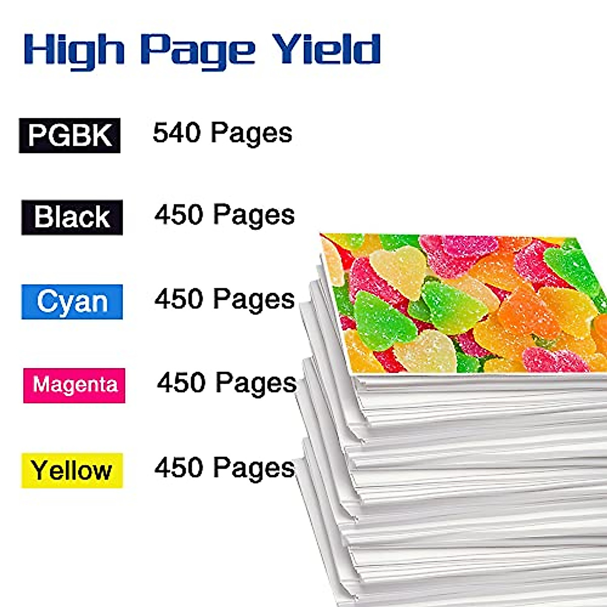 5-Pack (Large Black, Small Black, Cyan, Magenta, Yellow) Compatible PGI225 CLI226 PGI-225 CLI-226 Ink Cartridge Used for PIXMA MG5220 MG6120 MG5320 MX882 MX712 IP4920 Printer, by MuchMore