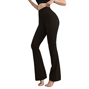 GET-FA Flare Leggings for Women-Bootcut Yoga Pants for Women High Waisted Workout Bootleg Work Pants Dress Pants Black