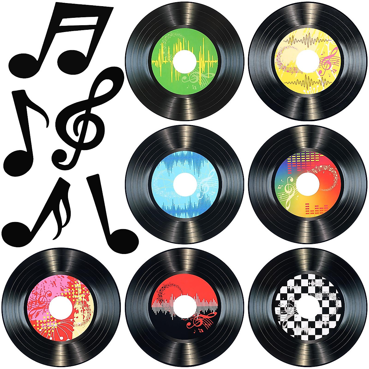 Pasimy 39 Pcs Music Party Decorations Musical Notes Records Bulletin Board Cutouts Rock and Roll Classroom Decor for 1950s 70s 90s Retro Music Birthday Theme Party Supplies School Home Wall Decor