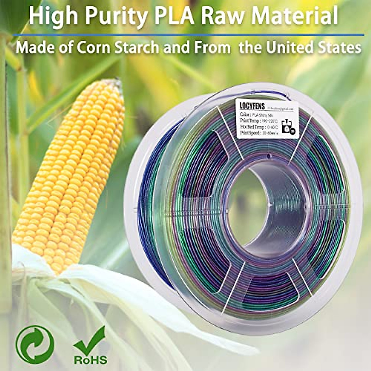 (2 Items) 4 Pack 200g Silk Shiny PLA Filament & 1kg Shiny Rainbow PLA Filament 1.75mm +/- 0.02mm, 3D Printing Filament, 3D Printer Filament