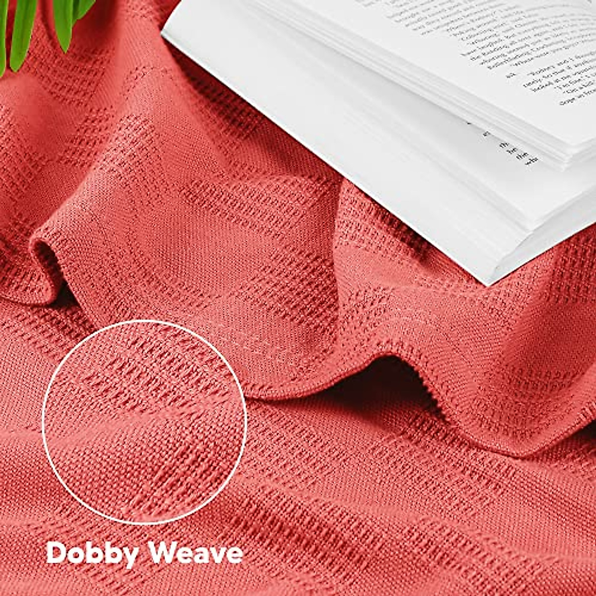 Utopia Bedding Coral 100% Cotton Blanket [Queen Size - 90x90 Inch] 350GSM Lightweight, Soft and Breathable Thermal Blanket for All Seasons