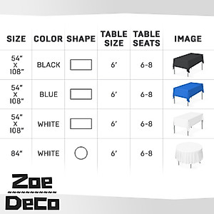 Zoe Deco Plastic Tablecloth (12 Pack, 84" Diameter, Round White Table Cloth), Disposable Table Covers for Parties, Graduations & Picnics, Table Protectors