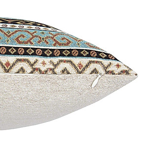 pillowerus Boho Square Throw Pillow Covers Turquoise and Black - 20 x 20 Inches Decorative Kilim Pillows, Hippy Room Decor for Couch, Bohemian Outdoor Case for Farmhouse, for Sofa