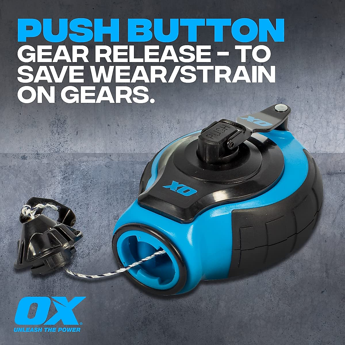 OX Tools OX-P027731 Chalk Box - 100' Thick Line, Curved Hook, 6:1 Gear Ratio, Metal Handle, Easy Top Load, Ergonomic Shape & Rubber Grips - Ideal for Deck Builders, Framers, Roofers