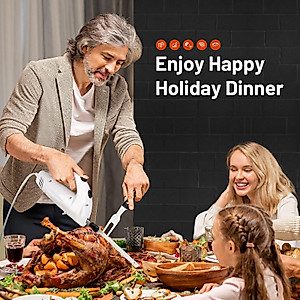 KEENSTAR Electric Knife for Carving Meat, Turkey, Bread, 150W Electric Knife Set with 2 Serrated Stainless Steel Blades & Serving Fork for Slicing Poultry, Ham & More, Ergonomic Handle & Safety Lock