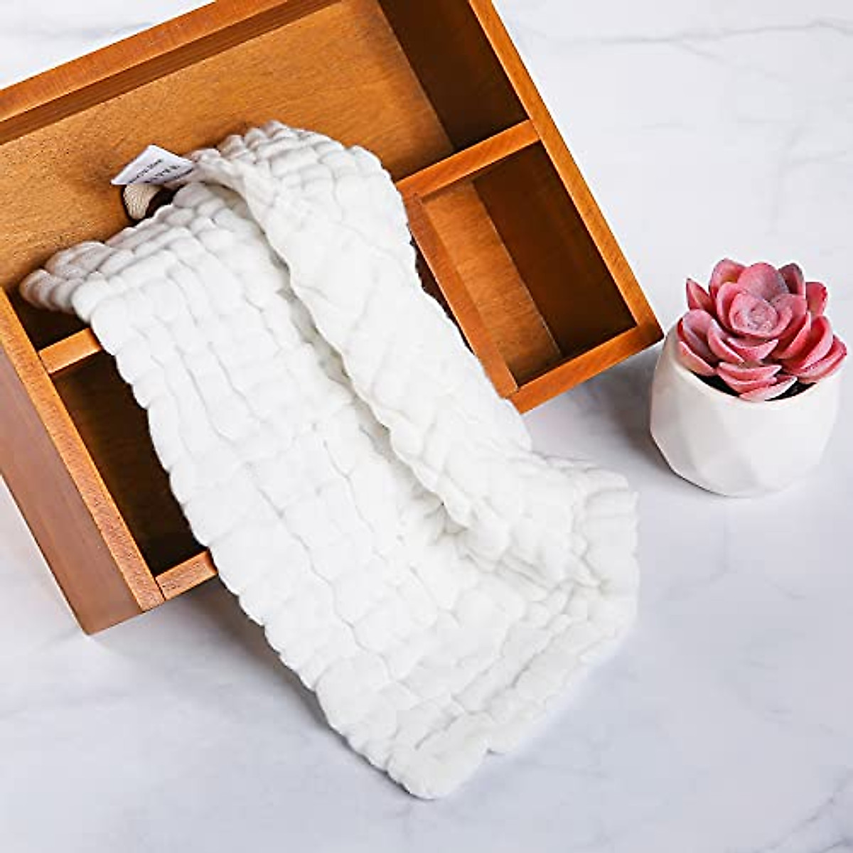 PPOGOO Baby Muslin Washcloths Natural Purified Cotton Baby Wipes Soft Newborn Baby Face Towel 10 Pack Multipurpose