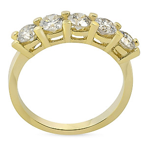 P3 POMPEII3 1 1/4ct Diamond Wedding 14k Yellow Gold Anniversary Ring 5-Stone High Polished - Size 8