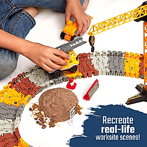 JITTERYGIT Construction Race Track Site Toy - Including Sandbox Vehicles, Trucks, Excavator, Bulldozer, Dump Truck, Crane - Birthday Gift for Kids, Boys, Girls, Toddlers for Ages 3 4 5 6 7 8 Year Old
