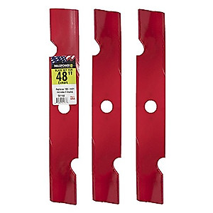Maxpower 561144B 3-High Lift Blade Set for 48" Exmark Replaces OEM #'s 103-6401 and 103-6401-S, Red