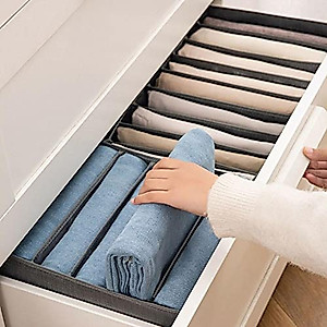 Wardrobe Jeans Compartment Storage Box,7/9 Grid Clothes Organizer for Leggings T-shirts,Foldable Closet Drawer Storage Box with Handle for Traveling Daily Use