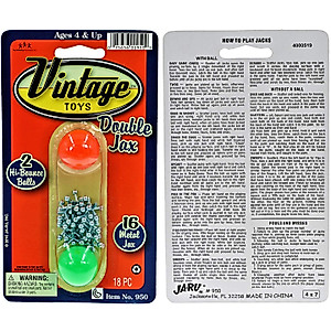 JA-RU Vintage Metal Jacks Game Set/Two Bouncy Balls.(1 Pack) Mini Jax Toy. Classic Family Retro Classics. Bulk Party Favors, Stocking Stuffers. 950-1B