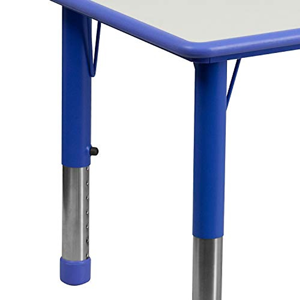 Flash Furniture 23.625''W x 47.25''L Rectangular Blue Plastic Height Adjustable Activity Table Set with 6 Chairs