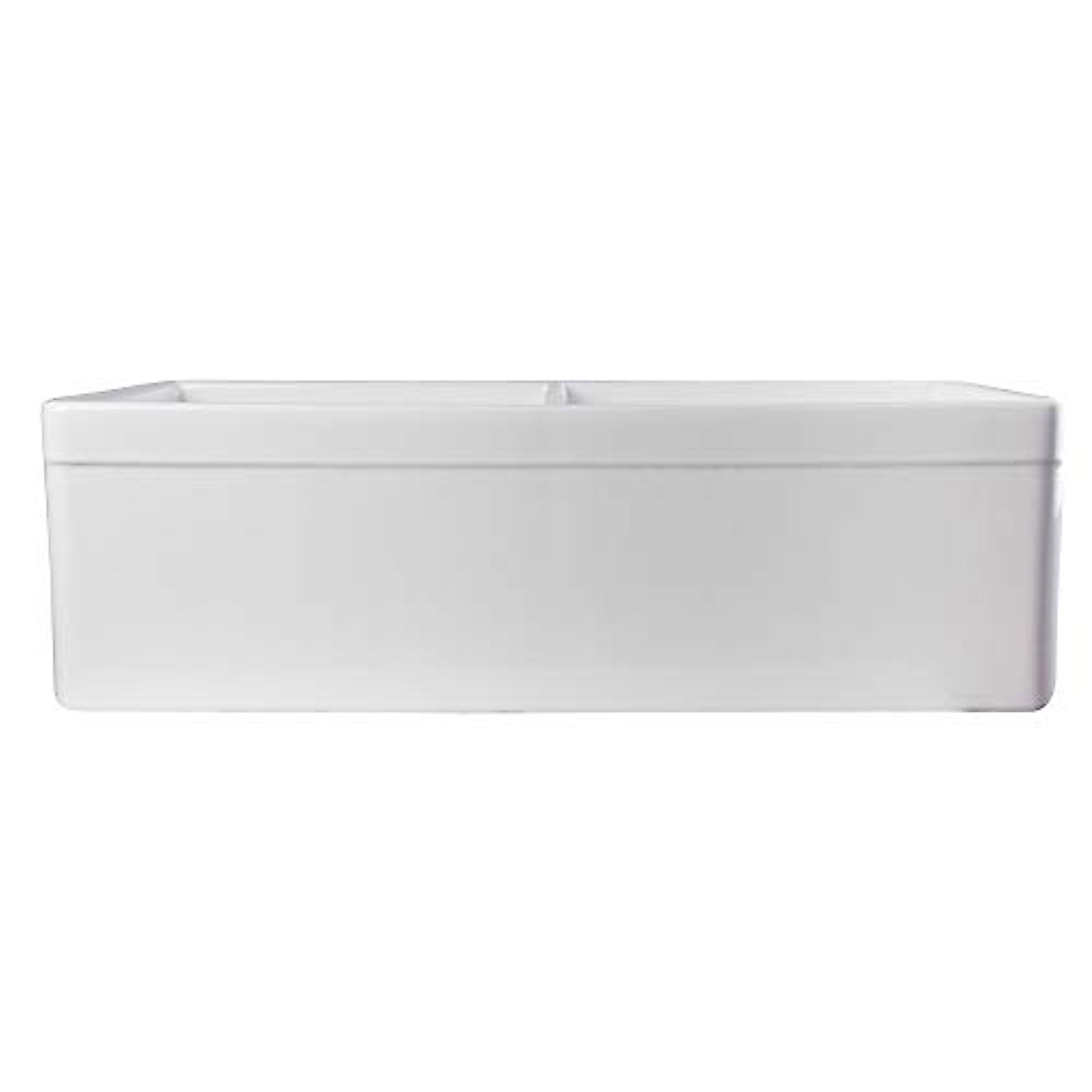 ALFI brand AB539 White 32-Inch Decorative Lip Double Bowl Fireclay Farmhouse Kitchen Sink, White