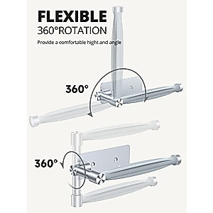 𝙉𝙤.𝟭 VICSEED Adjustable Paper Towel Holder Under Cabinet [One Hand Tear Off] Paper Towel Holder Wall Mount [Versatile Rotatable] Paper Roll Holder for Kitchen Bathroom Toilet RVs (Adhesive, Screw)