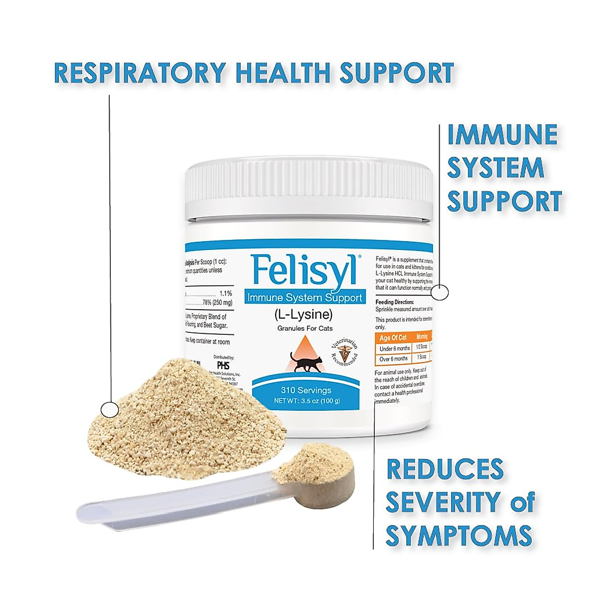 L-Lysine Gel for Cats-Immune System Support-Supplement Support for Healthy Tissue, Respiratory, and Vision Chicken and Fish Flavor-Easy to Use Granules- 3.5oz(100g)