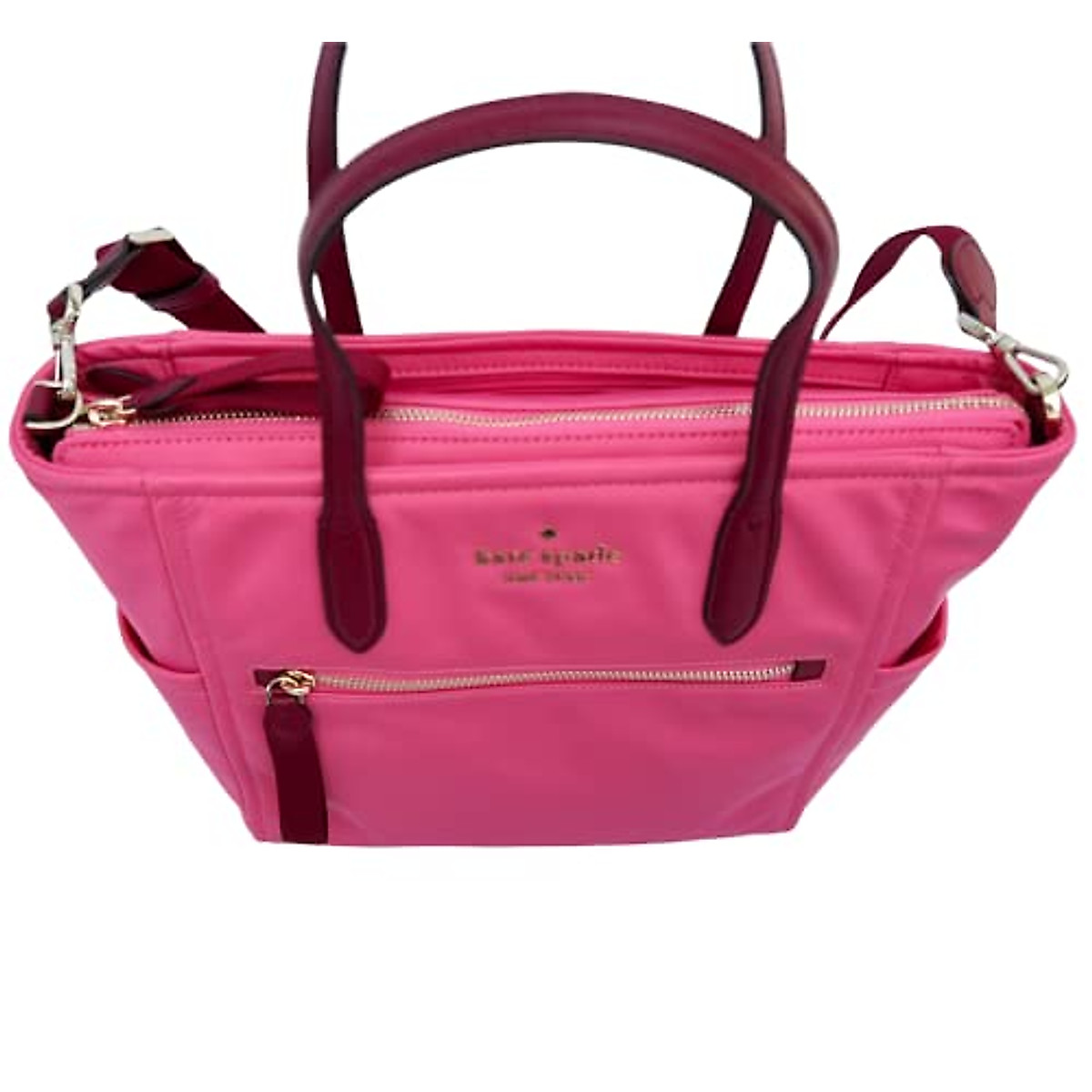 Kate Spade Chelsea Medium Top Zip Satchel Crossbody Nylon Pink Dahli Multi