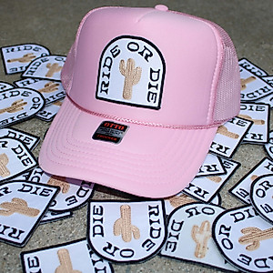 Ride or Die Cowboy Patch Trucker Hat - Premium Snapback for Men and Women - Western Cowgirl Hunting Trendy (US, Alpha, One Size, Tan)