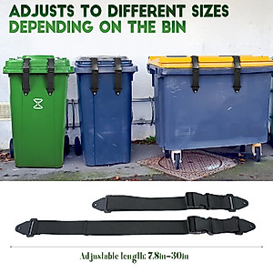 TEASIK 2pcs Trash Can Lid Lock,Trash Can Locks for Animals, Adjustable Garbage Can Lid Locks Security Strap for Outside Squirrel, Bear Proof,Raccoon(Black)