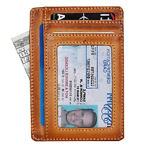 Slim Men Wallet Leather Card Holder RFID Thin Card Case Front Pocket Wallet