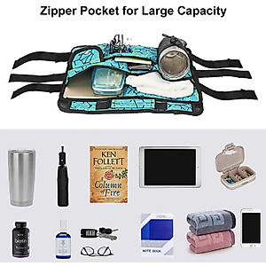 Double Sided Walker Bag, Walker Organizer Pouch Tote for Rollator and Folding Walker (Plaidblue)