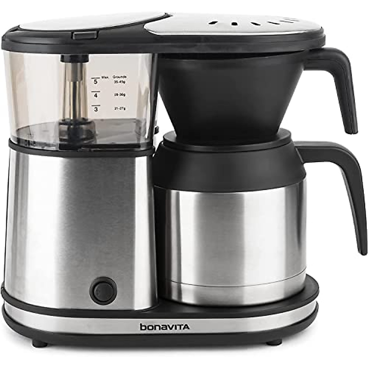 Bonavita 5 Cup Drip Coffee Maker Machine, One-Touch Pour Over Brewing w/ Double Wall Thermal Carafe, SCA Certified, 1100 Watt, BPA Free, Dishwasher Safe, Stainless Steel, BV1500TS
