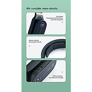 NISSHINSELFIE Portable Neck Fan,Neck heater and cooler Rechargeable Smart Constant Temperature Silent,3 seconds to heat or cool,Free Adjustment Personal Cooling,Available in all seasons (Black) LB02